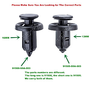 Rexka 40pcs Bumper Fender Grille Splash Shield Clips 91506-S9A-003 Stem Length 16 mm Compatible with Honda Acura Accord Civic CR-V Odyssey MDX RDX TSX TL ILX