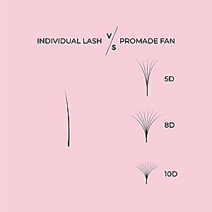 LLBA Promade Fans | Handmade Volume Eyelashes | Multi Selections From 3D To 16D | C CC D DD L M Curl | Thickness 0.03 ~ 0.1 mm | 8 - 20mm Length | Long Lasting | Easy Application (10D-0.03 D 11 mm)