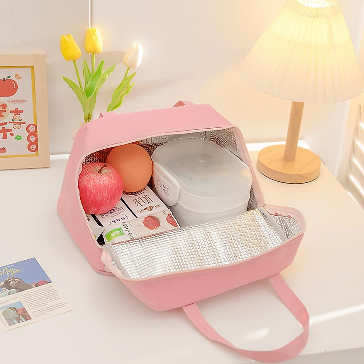 Kawaii Lunch Bag Picnic Bag Large Insulated Bag for Women Reusable Tote Bag Aesthetic Lunch Box for Hot or Cold Handbags