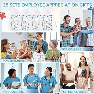 Sasylvia 25 Set Team Gifts for Coworker Puzzle Inspirational Keychain Thank You Cards Staff Employees Appreciation Gifts