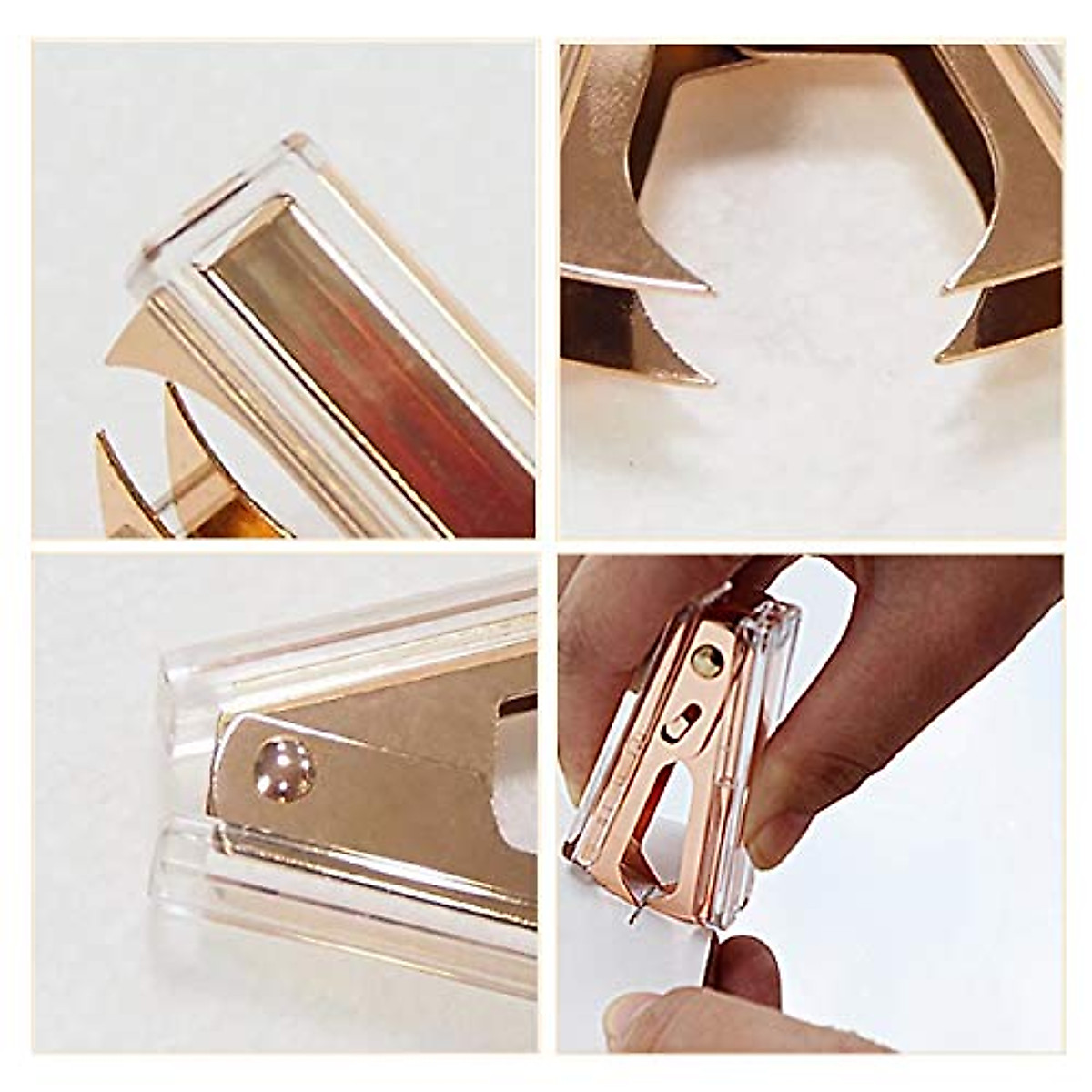 Rose Gold Desk Accessories Set - Scissors, Staple Remover and 2 Letter Openers, Luxury Rose Gold Office Supplies & Desk Decorations
