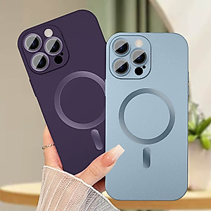 Womdakon Magnetic Case for iPhone 13 Pro Max Phone Case for Women, [Adaptation with Magsafe] Matte Luxury Soft Metallic Luster Design for iPhone 13 Pro Max 6.7'' with Camera Protector-Purple