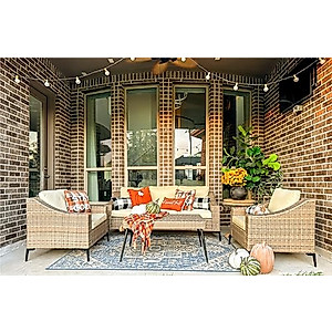 YITAHOME 4 Piece Patio Furniture Set, Outdoor Sectional Sofa PE Rattan Wicker Outside Couch with Table and Cushions, All-Weather Rattan Patio Conversation Set for Porch Lawn Garden Backyard - Khaki