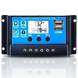 EpRec Solar Charge Controller 12V/24V 20A, Solar Panel Charge Controller with USB Port LCD Display,Compatible with Sealed, Gel, and Flooded Batteries