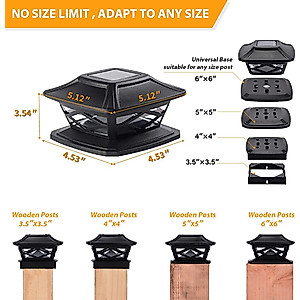 TWINSLUXES Solar Lights for Outdoor - 2 Modes, Waterproof LED Post Cap Lights, Gard/Patio/Porch - Solar Powered (1 Pack, Fits 3.5x3.5 to 6x6 Wooden/Vinyl/Fence Posts)