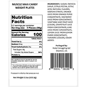 Funny Gifts for Friends- Muscle Man Candy Weight Plates By Inspired Candy- Assorted Jelly Disks Candy, 5.5oz Pk, Fun Gifts for Men Brother Coworker, Gag Gifts, Unique Gifts for Men Dad Best Friend, Dad Birthday Gift, Gifts for Men