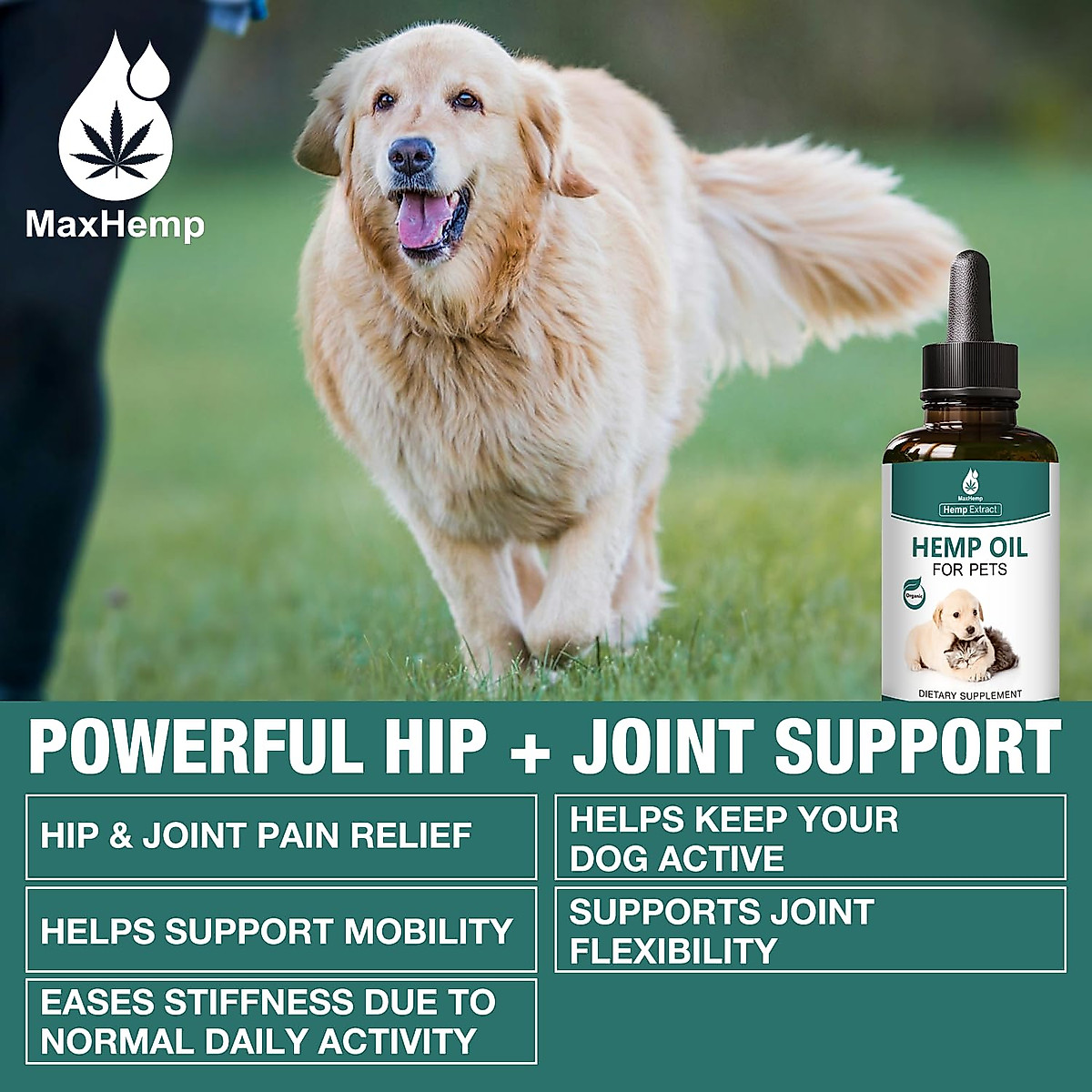 Pet Hemp Oil for Dogs & Cats Calming Joint Pain Sleep Support Anxiety Stress Cough Inflammation Relief Skin Arthritis Care Hip & Joint Supplement Dog Cat Hemp Drops Tincture, Mandarin