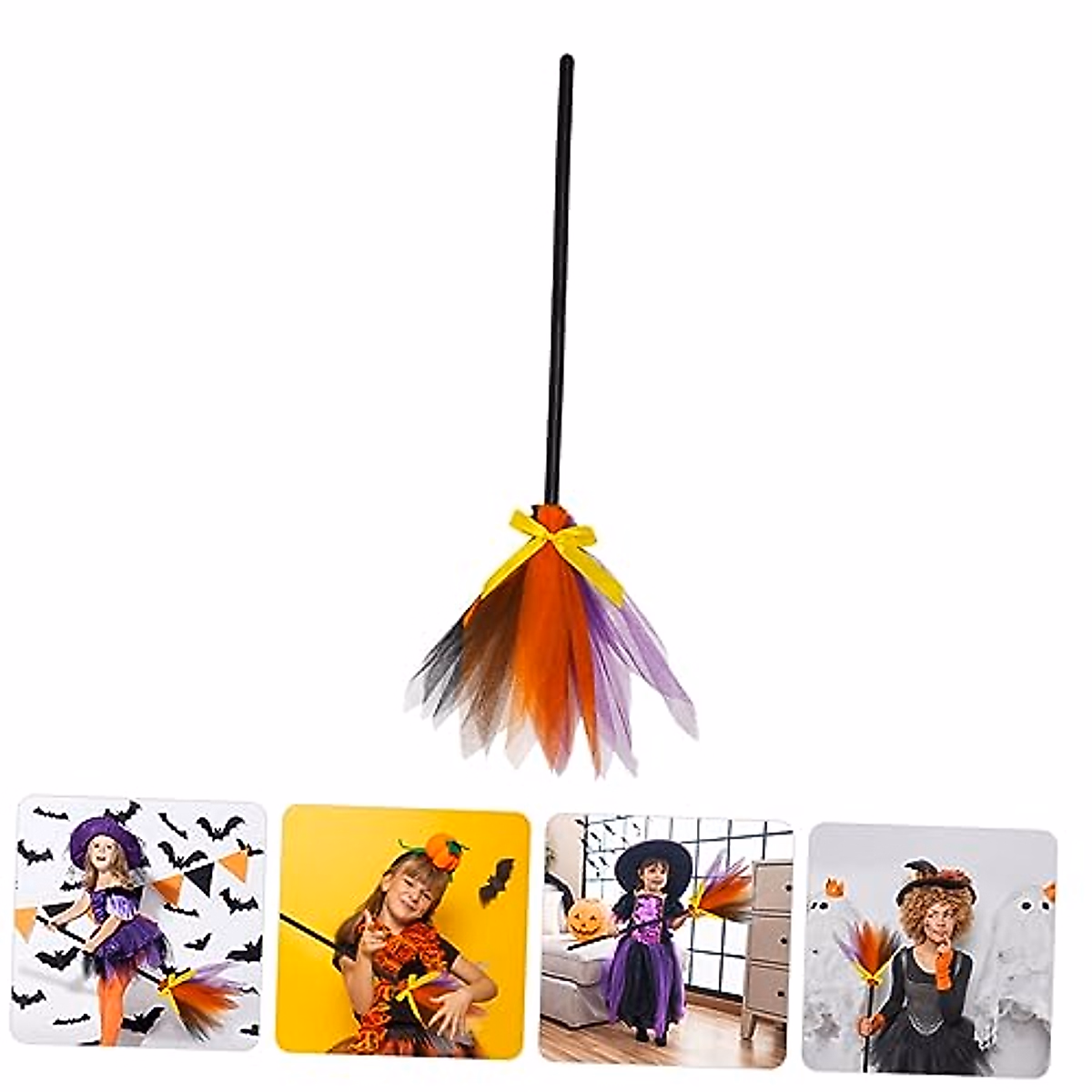 Gogogmee Plastic Witch Broom Decor Cosplay Witch Broom Cosplay Witch Broom Witch Accessories Mesh