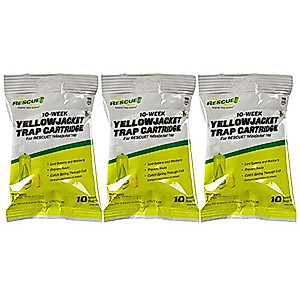 RESCUE! Yellowjacket Attractant Cartridge (10 Week Supply) – for RESCUE! Reusable Yellowjacket Traps - (3 Pack)