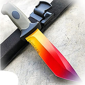 New 9.5" Tactical Ursus Fixed Blade Hunting Knife Fire Fade Camping Outdoor Pro Tactical Elite Knife BLDA-0468