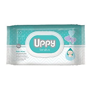 UPPY Sensitive Baby Wipes – Ideal for Diaper Bag and Traveling. Made With Purified Water. Pleasant Shea Butter Scent. Soft Cloth. Hypoallergenic. Fresh and Clean. Disp Pk 72 ct.
