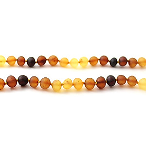 TipTopEco Baltic Amber Adult Necklace (Women and Men) - 17.7 Inches Long - Raw Unpolished Beads (Rainbow, 17.7)