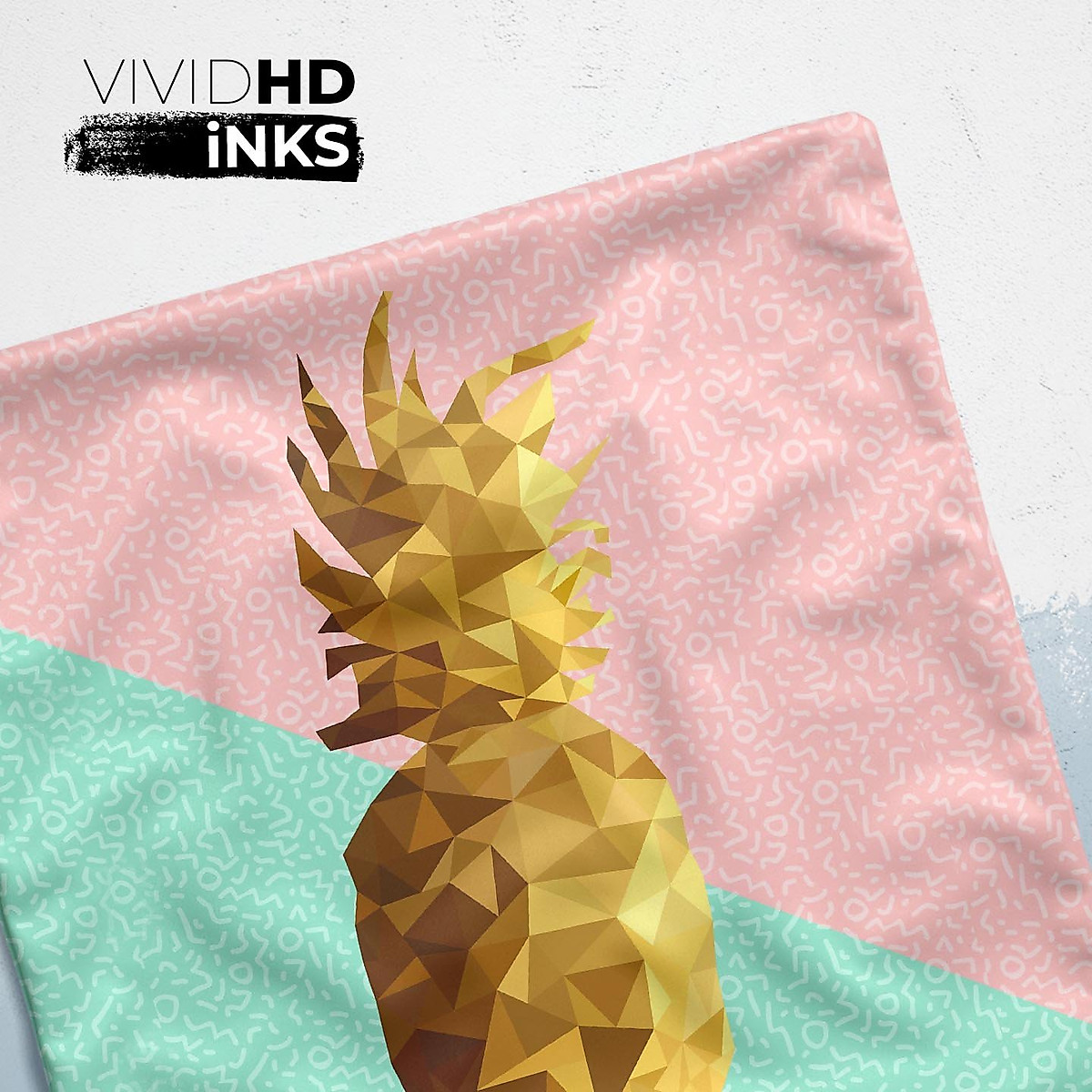 iiRov Summer Design Ink-Fuzed Decorative Throw Pillow - Geometric Summer Pineapple v1