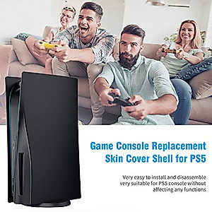 Benazcap for PS5 Faceplate, Hard Shockproof Playstation 5 Plates PS5 Face Plate Cover Shell Skin Case, Accessories for PS5 Plates Black (Disc Version)