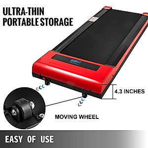 Happybuy Under Desk Treadmills, Digital Display Treadmill Machine with Remote Control,1-6.0km/h Speed Portable Walking Machine, for Home Indoor Exercise, Black&Red