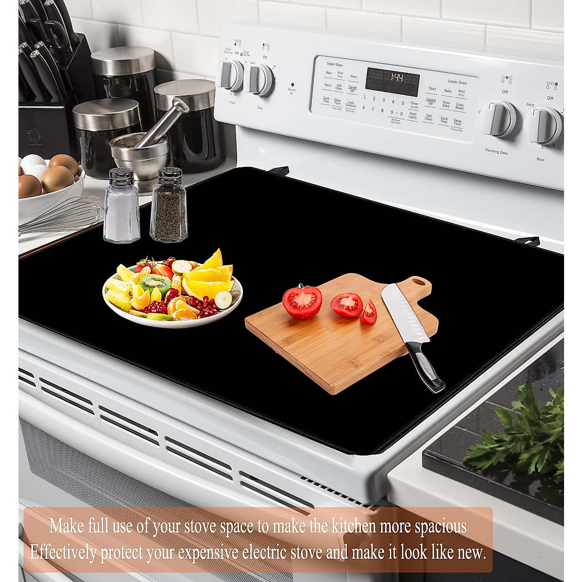 Stove Top Covers, Extra Large Stove Top Cover for Electric, Anti-Slip Waterproof Flat Top Oven Cover Mat Electric Cooktop Cover Protector,Ceramic Glass Stove Top Protector Mat 28.5" X 20.5" Black