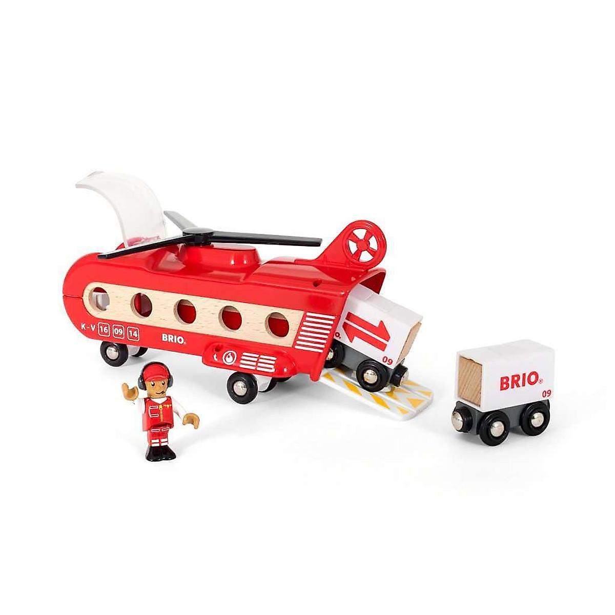 BRIO World 33886 - Cargo Helicopter - Premium Wooden Train Toy | Safe and Durable | Compatible with All Sets | Fun for Toddlers and Kids | Includes Figure and Accessories
