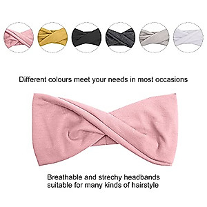 Huachi Women Headbands Non Slip Wide Bow Turban Headwraps Criss Cross Yoga Beauty Hair Accessories, 6 Pack