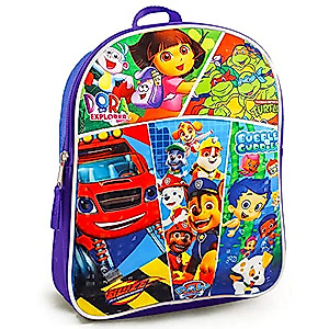 Dora the Explorer and Friends Mini Backpack Toddler Preschool ~ Bundle with 11" Mini Backpack Featuring Dora, Paw Patrol, Bubble Guppies, Blaze, TMNT, with Stickers