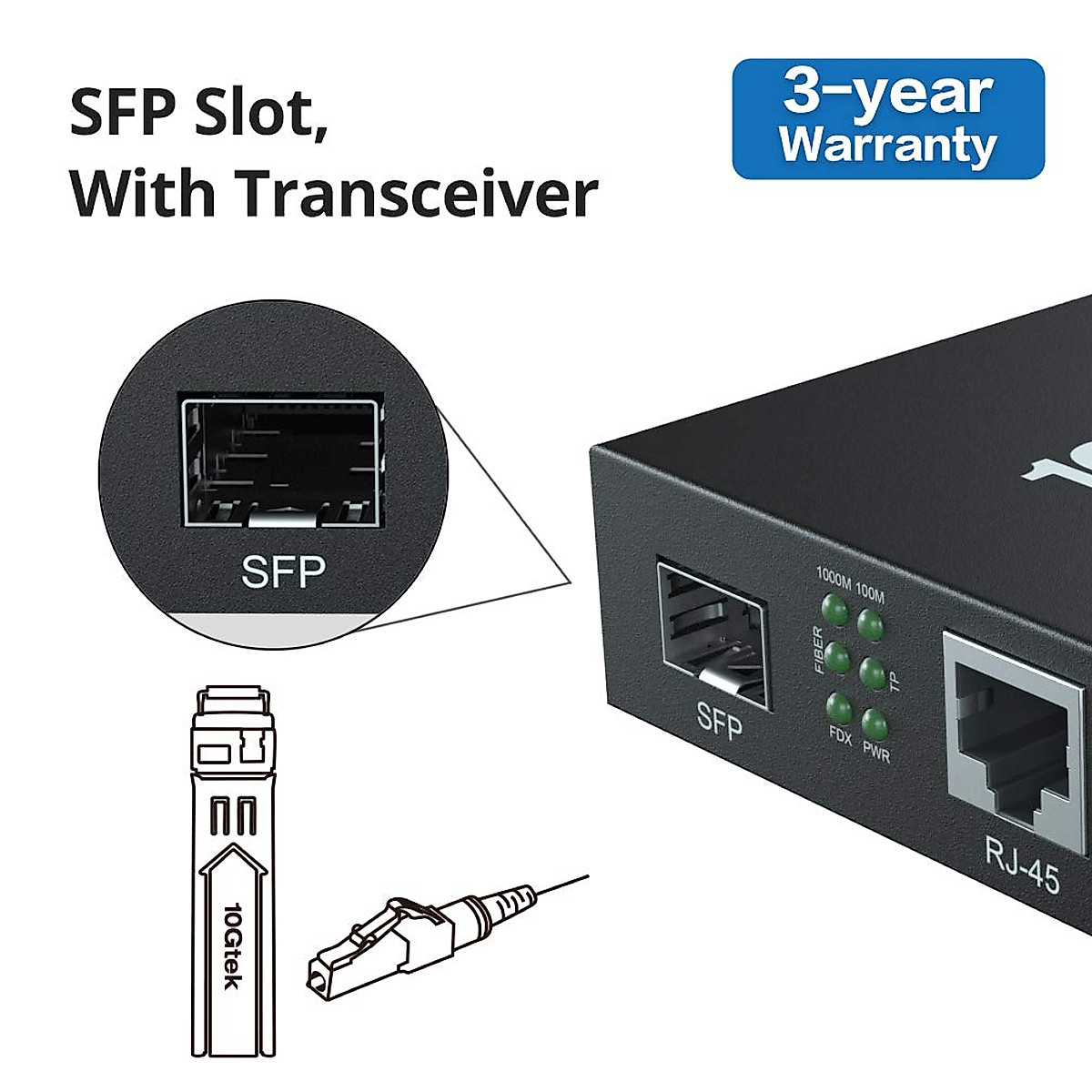 a Pair of Gigabit Ethernet Bidi Media Converter, SingleMode Single LC Fiber to Ethernet RJ45 Converter for 10/100/1000Base-Tx to 1000Base-LX, UL Certified, up to 20-km