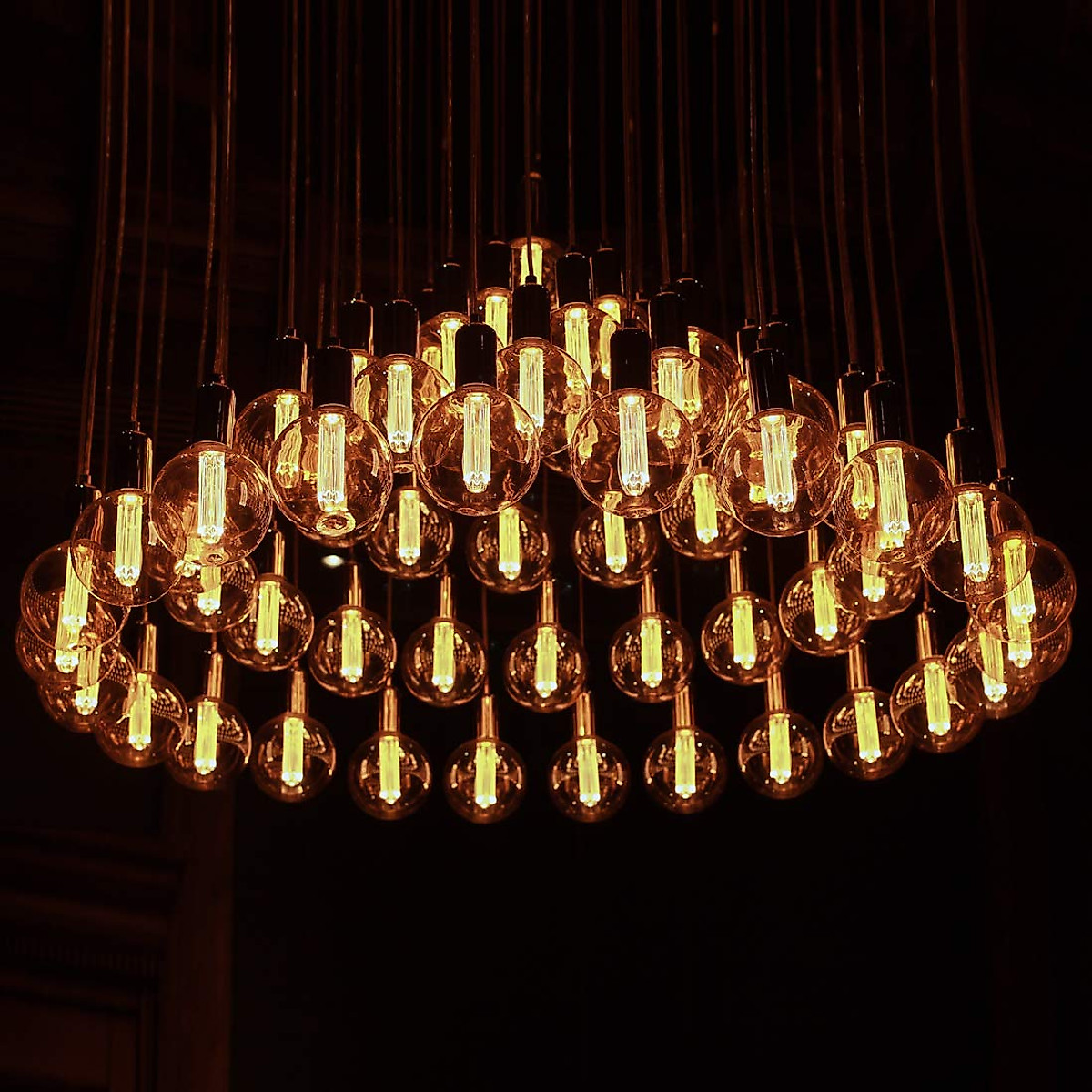 Harwez Globe Decorative LED Light Bulb, Oversized Round Dimmable Amber RN(Retro&Novelty) G125/G40, Virtual Filament, Edison 3.5W 2000K Soft Warm Mood Lighting(Not Daylight White), E26 Medium Base