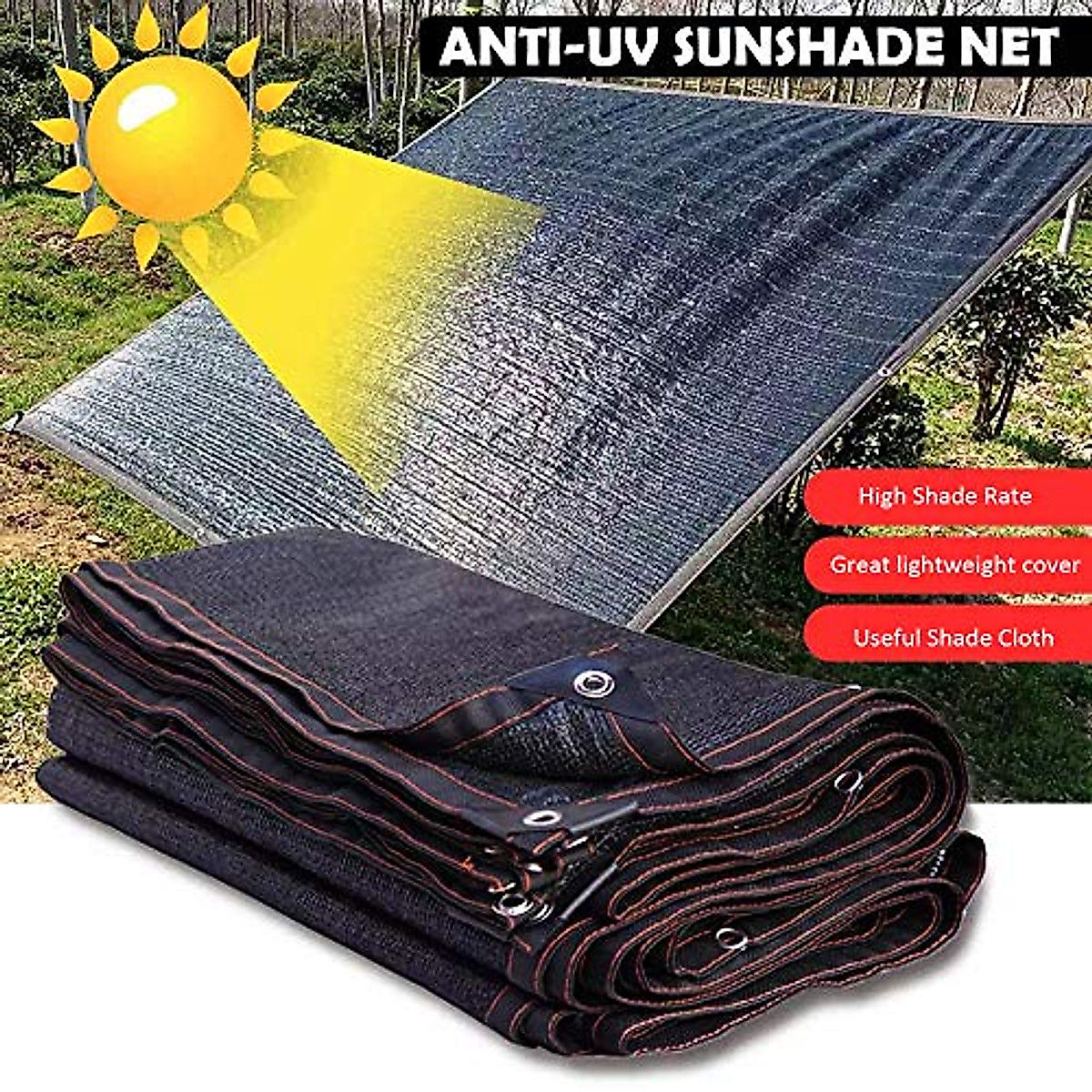 SplendoRoute Anti-UV Sunblock Shade Cloth Plant Greenhouse Cover 50%-60% Shading Cloth Net for Plant Cover, Greenhouse, Black
