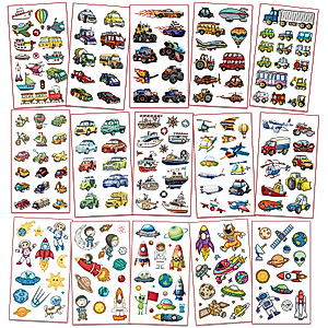 Metker kids temporary tattoo stickers spree, including all themes.