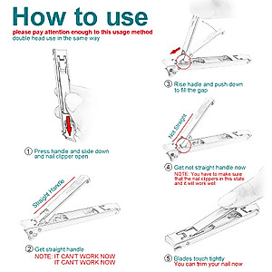 SGNEKOO Ultra-Thin Nail Clippers Foldable Nail Cutter with Double End Curved and Bevel Blade Portable Fingernail Trimmer & Nano Polish Glass File Kit (Silver)