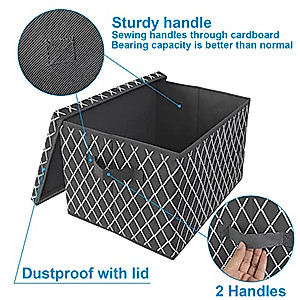 VERONLY Storage Bin with Lid Toy Boxes Organizer - Collapsible Fabric Storage Cubes Baskets with Durable Handles for Closet,Playroom,Shelves,Office,Nursery,Pantry(15.9x12x10.2 inches) - Set of 3 Grey