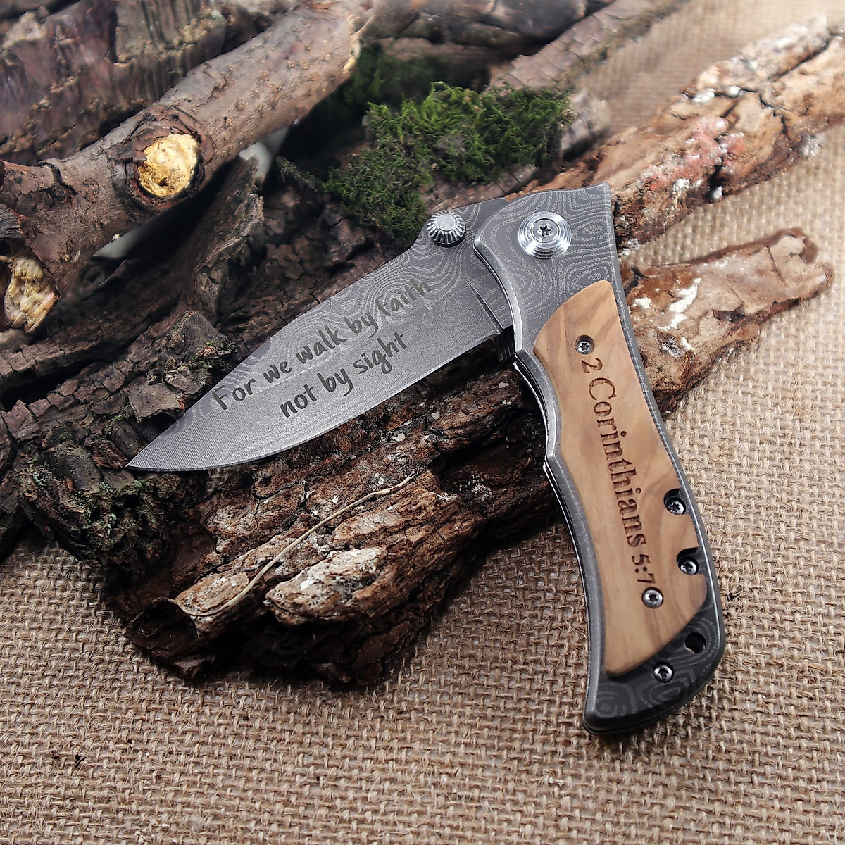 ZJFHTD Christian Bible Verse Pocket Knife for Mens,Religious Scripture Confirmation Jesus Cross Faith Catholic Tool,Baptism,Holy Communion,Salvation Gifts