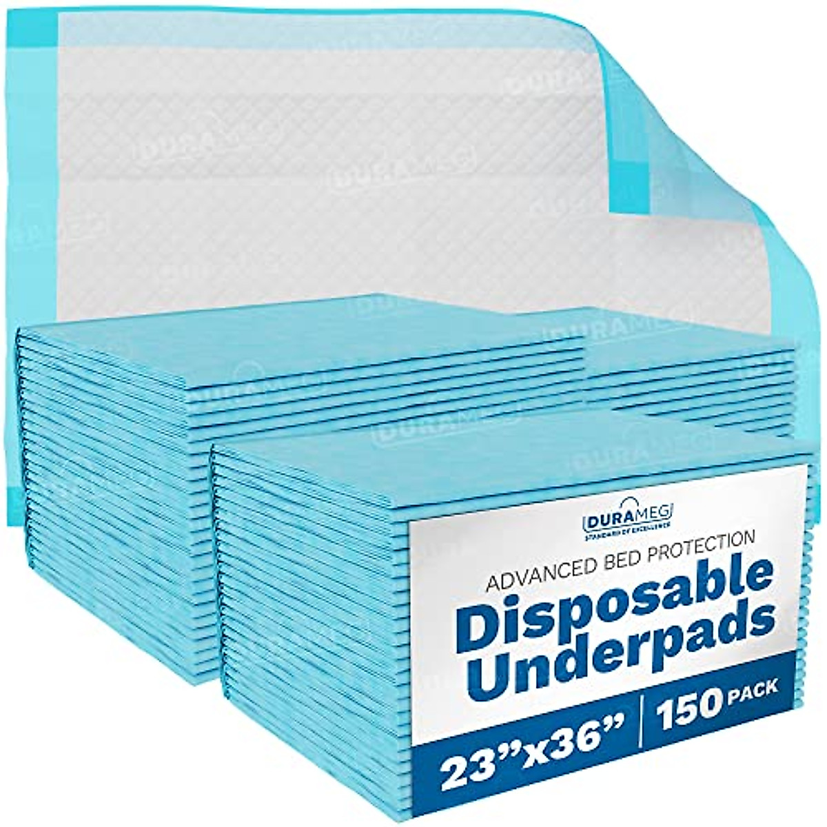 Chucks Pads Disposable [150-Pads] Underpads 23x36 Incontinence Chux Pads Absorbent Fluff Protective Bed Pads, Pee Pads for Babies, Kids, Adults & Elderly | Puppy Pads Large for Training Leak Proof