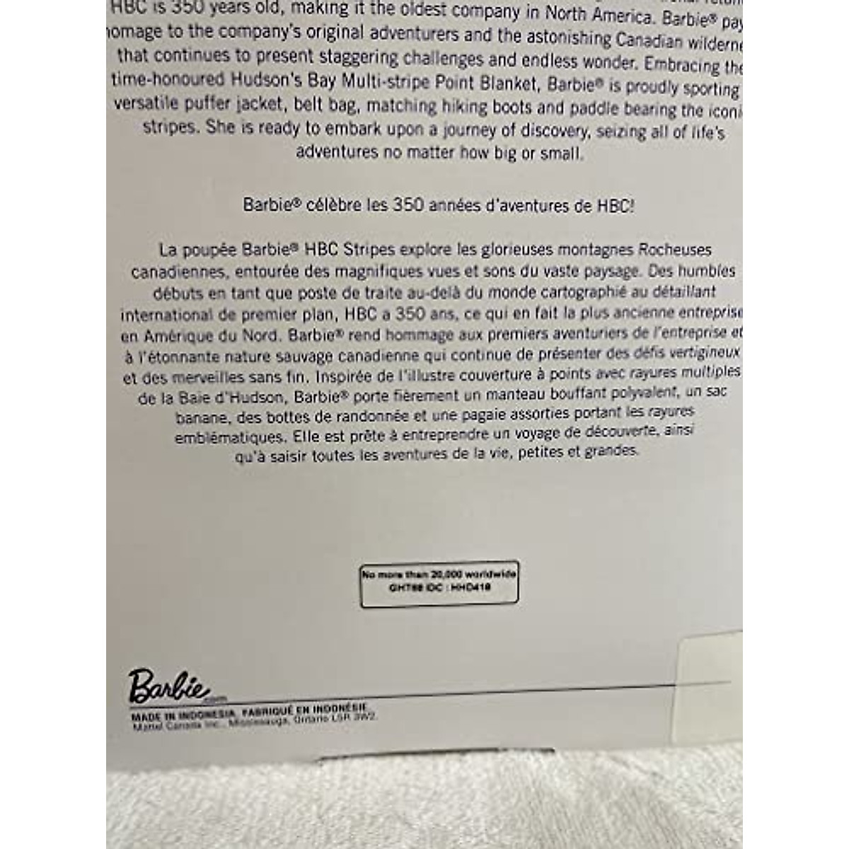 Hudson's Bay HBC Stripes 2020 for Barbie Doll