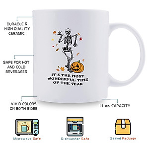 Funny Halloween Mug, It's the Most Wonderful Time of the Year Coffee Mug, Scary Dancing Skeleton Halloween Decor Coffee Mugs, Halloween Gifts for Women Men - 11oz