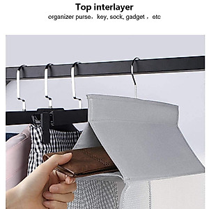 Handbag Hanging Organizer, 4 Pocket Hanging Purse Organizer Handbag Storage Hanger Oxford Cloth Closet Organizer for Family Closet Bedroom, Foldable and Universal Fit, Beige, Gray (4 Tiers, Gray)