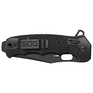SOG High-Performance Duty S35VN Steel Ambidextrous Carry EDC 3.9" Sharp Blade Seal XR - USA Made Folding Knife, black