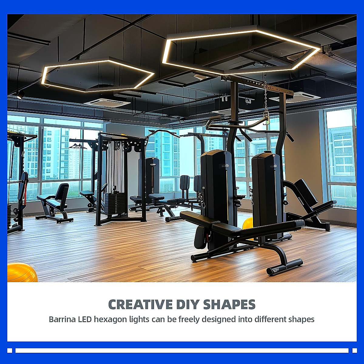 Barrina LED Hexagon Light, DIY Linear Light, Dimmable Hanging Shop Light, 2700K 4000K 5000K Color Changing, Linkable Office Light Fixtures, Seamless Connection, 5568-0-10V Series