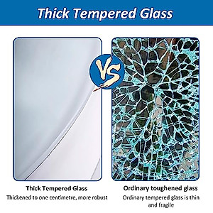 Yesbon Lazy Susan Glass Turntable, Large Tabletop Rotating Tray, Transparent Round Rotating Serving Plate eavy Duty Tempered Glass Serving Plate for Kitchen Dining Table,80cm