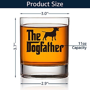 TOUNER Labrador Retriever Themed Whiskey Glasses, The DogFather Whiskey Glass, Dog Lover Gifts For Him, Dog Dad Gifts For Men, Fathers Day Birthday Gifts from Dog Dad, Unique Gift For Dog Lovers