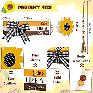 Queekay Tiered Tray Decor, Decorative Fake Book Decor Rustic Wooden Fake Old Books Home Mantle Decor for Spring Summer Fall Table Shelf Mantle Decorations(Sunflower)