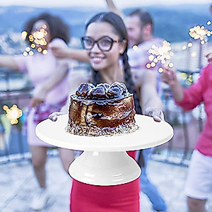 fanquare 10 Inch Porcelain Cake Stand, White Round Cake Plate, Vintage Cake Display Stand