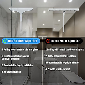 Shower Squeegee for Shower Glass Door Bathroom Tile and Mirror, Streak-Free Rubber Squeegee Wiper Cleaning Tools