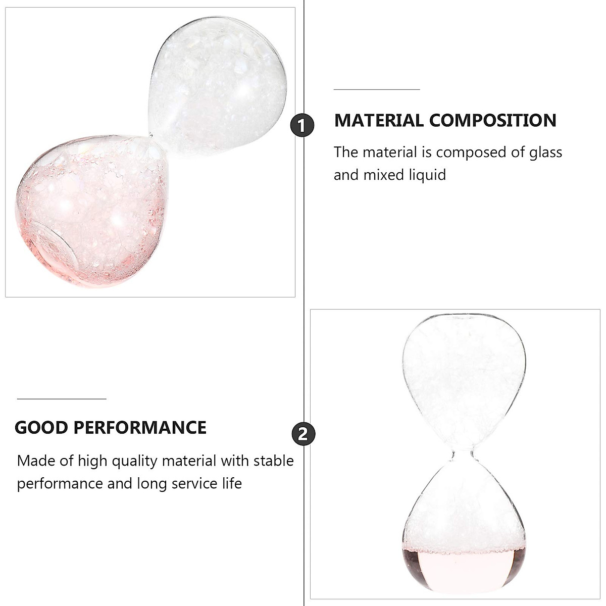 YARNOW Bubble Singing Hourglass Timer Dream Foam Crystal Hourglass Creative Glass Liquid Motion Timer Hourglass Birthday Gifts Table Decoration (Pink)