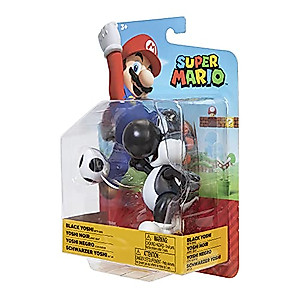 Super Mario Action Figure 4 Inch Black Yoshi Collectible Toy with Egg Accessory