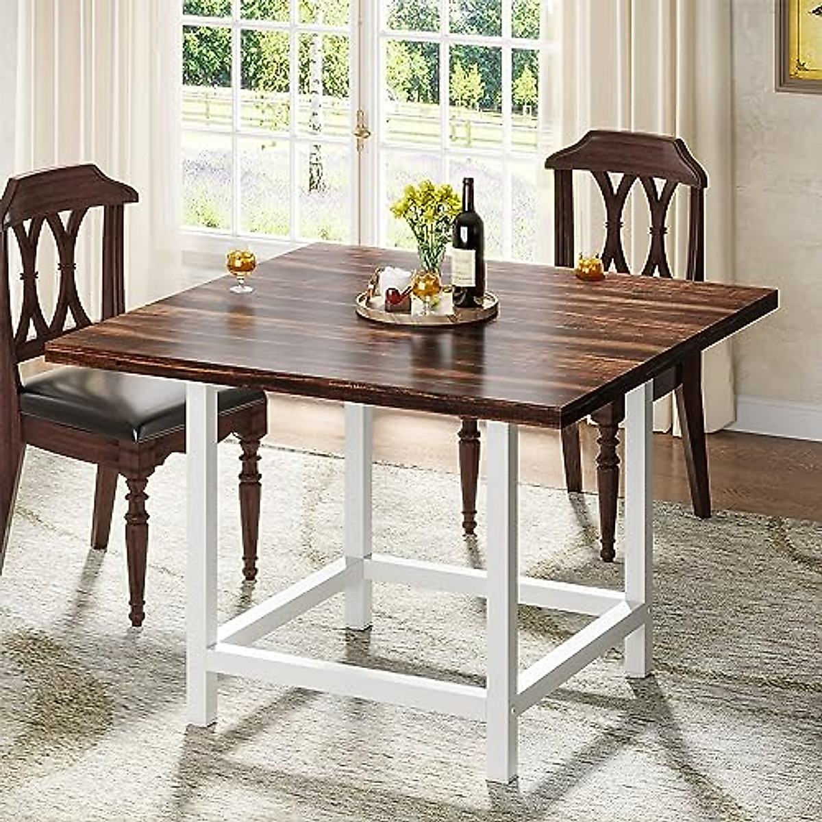 LITTLE TREE 39.5 Inches Small Conference Room Table for 4 People,Oak&Whtie