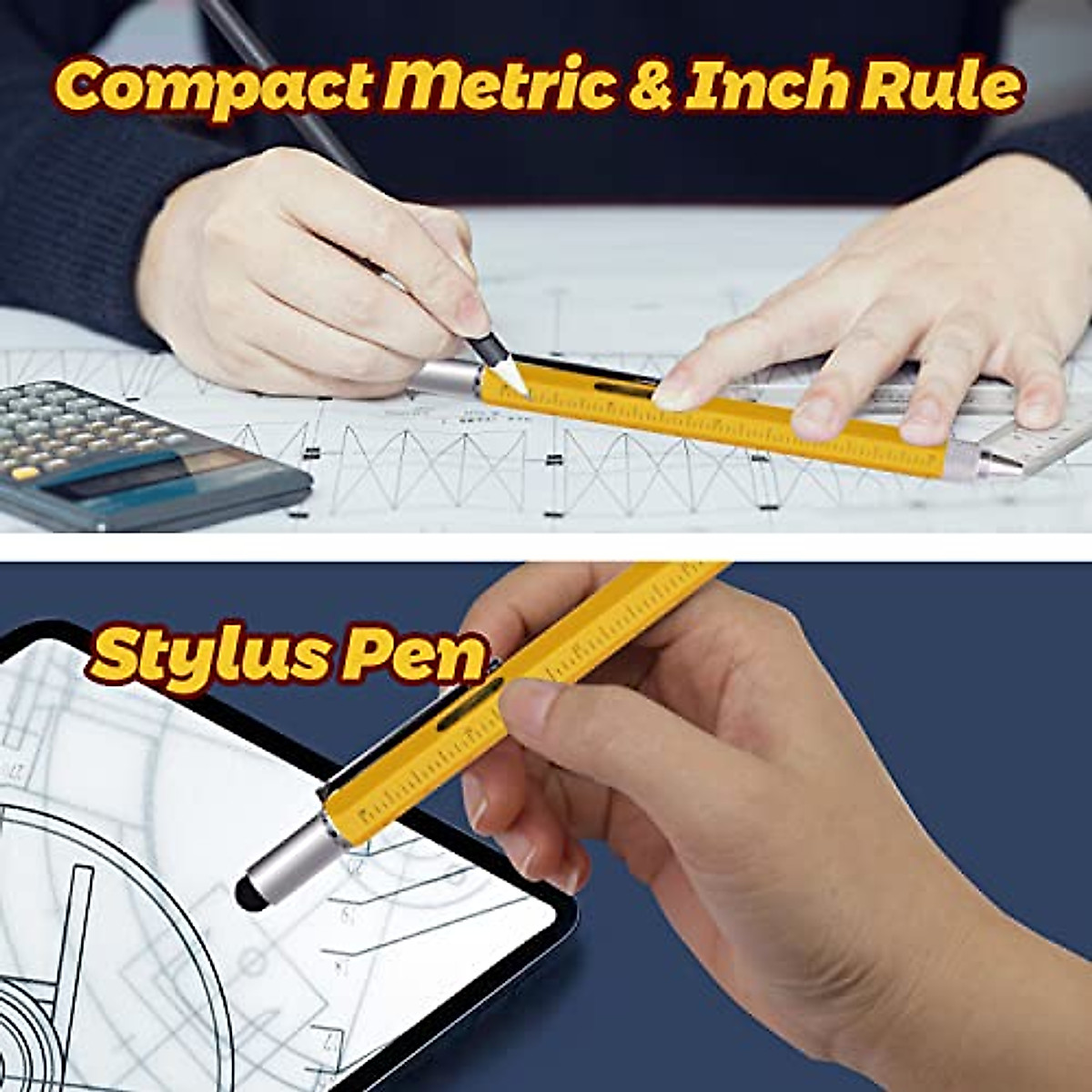 7 in 1 Multitool Pen, 3 Pack Multitool Tech Tool Pen Set for Men, Aluminum Construction Tools Gadget Stocking Stuffers Gifts for Dad Husband Father