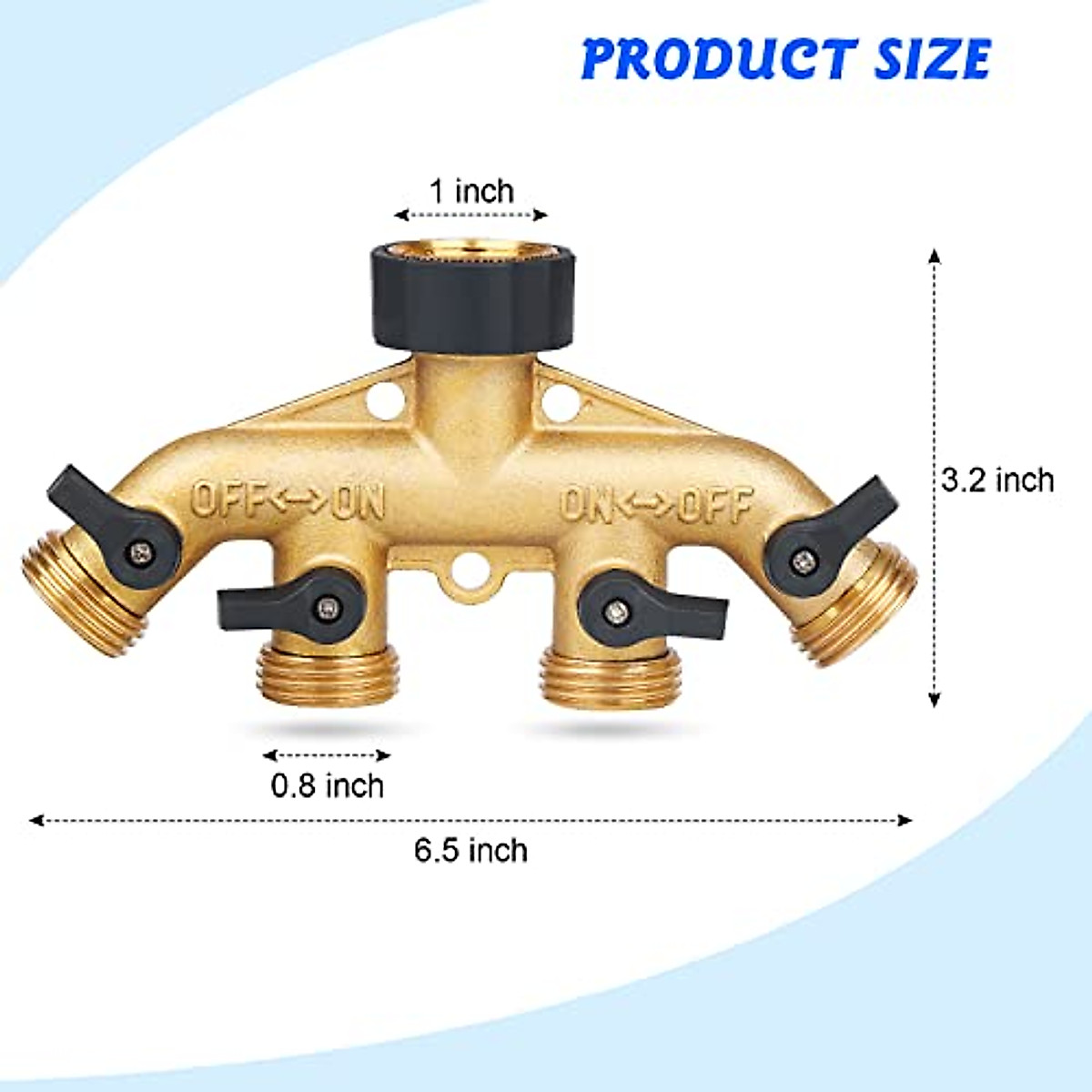 Garden Hose Splitter 4 Way Heavy Duty Brass Connector Tap Splitter (4WAY)
