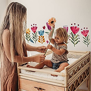 Flowers Wall Decals for Girls Bedroom - Children DIY Wall Art Stickers for Classroom, Nursery, playroom - Preschool Floral Peel and Stick Decor