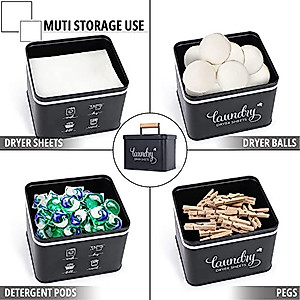 Dryer Sheets Holder Modern Farmhouse Dryer Sheet Dispenser Container with Lid, Metal Dryer Sheet Box, Fabric Softener Dispenser, Storage Box, Lint Bin for Laundry Room decoration (Matte Black)