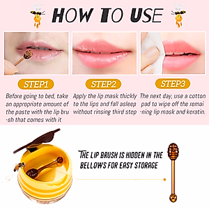 Balm Lip Balm Honey Pot, Propolis Lip Balm, Strawberry Mask, Moisturizing Lip Balm Sleeping Lip Mask Hydrating, Lip Scrubs Exfoliator