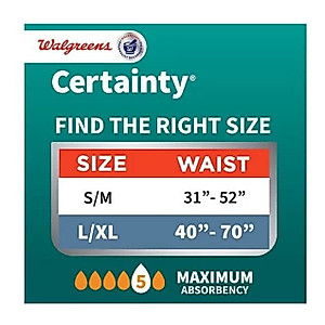 Walgreens Certainty Unisex Adjustable Incontinence Stretch Briefs with Tabs L/XL 28.0ea